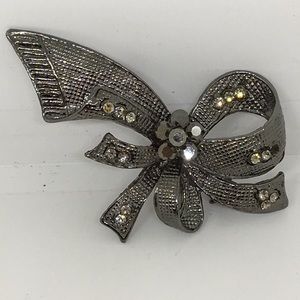 Jewelry | Vintage Silver Crystal Bow Pin | Poshmark